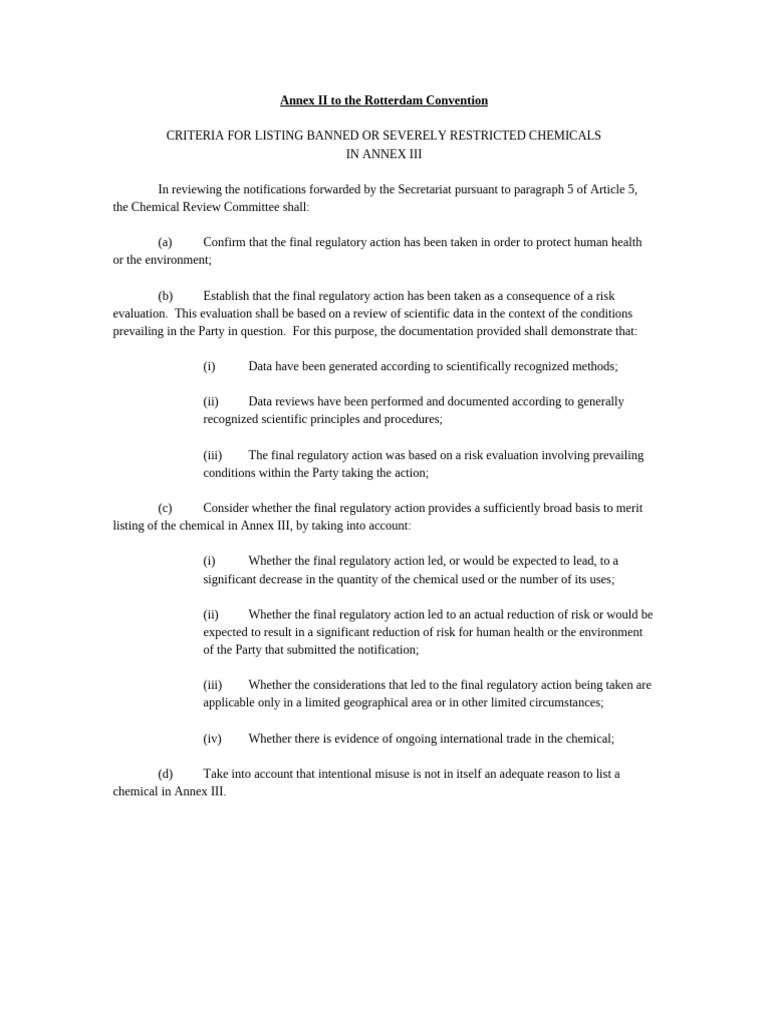 Criteria for Listing Chemicals in Annex III | PDF
