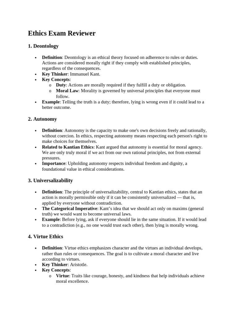 Ethics Exam Reviewer Quiz 3 | PDF | Western Philosophy | Ethical ...