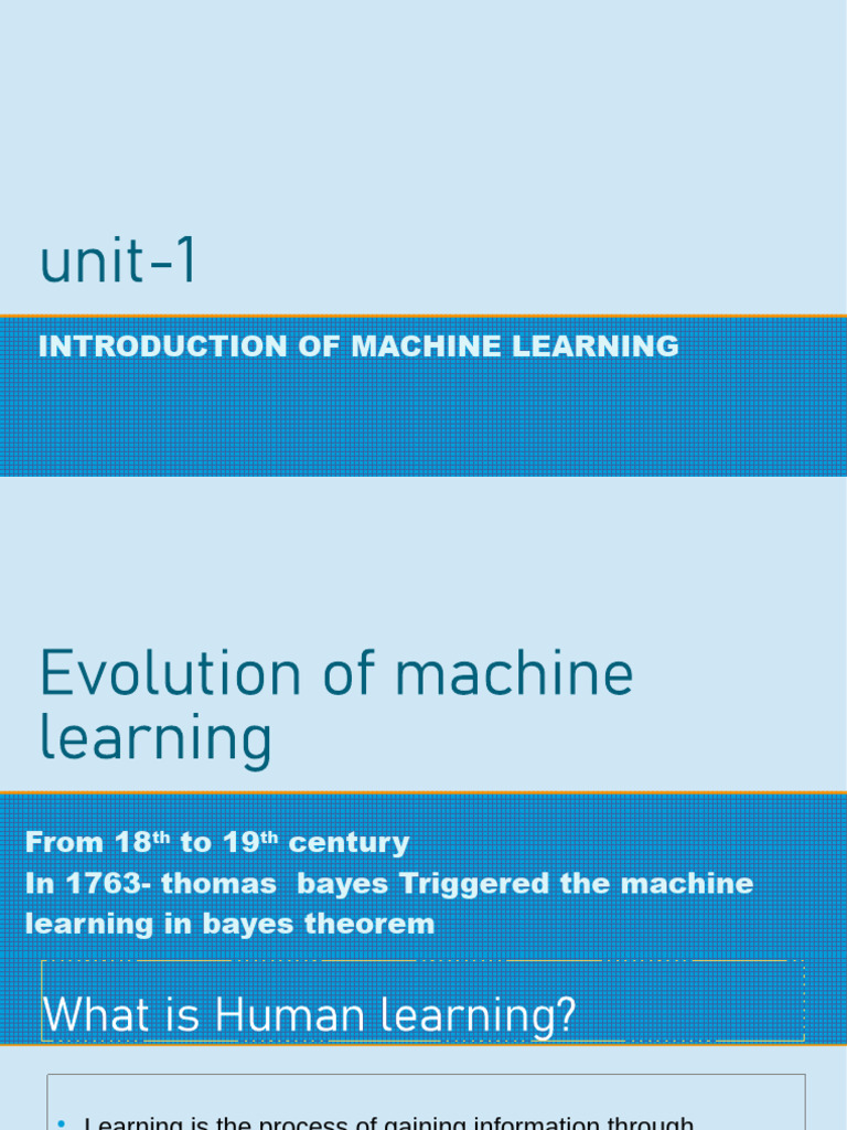 Unit-1: Introduction of Machine Learning | PDF