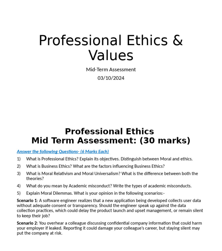 Mid Term Assessment 2024 | PDF