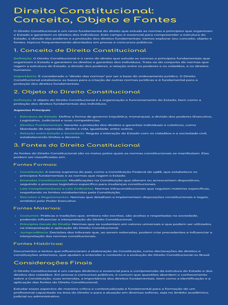 Direito Constitucional Conceito Objeto e Fontes (3) | PDF ...