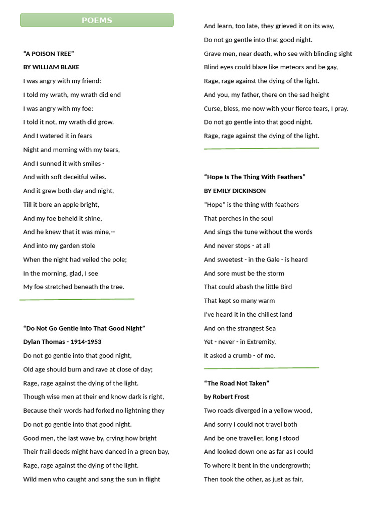 Classic Poems: Themes of Life and Death | PDF