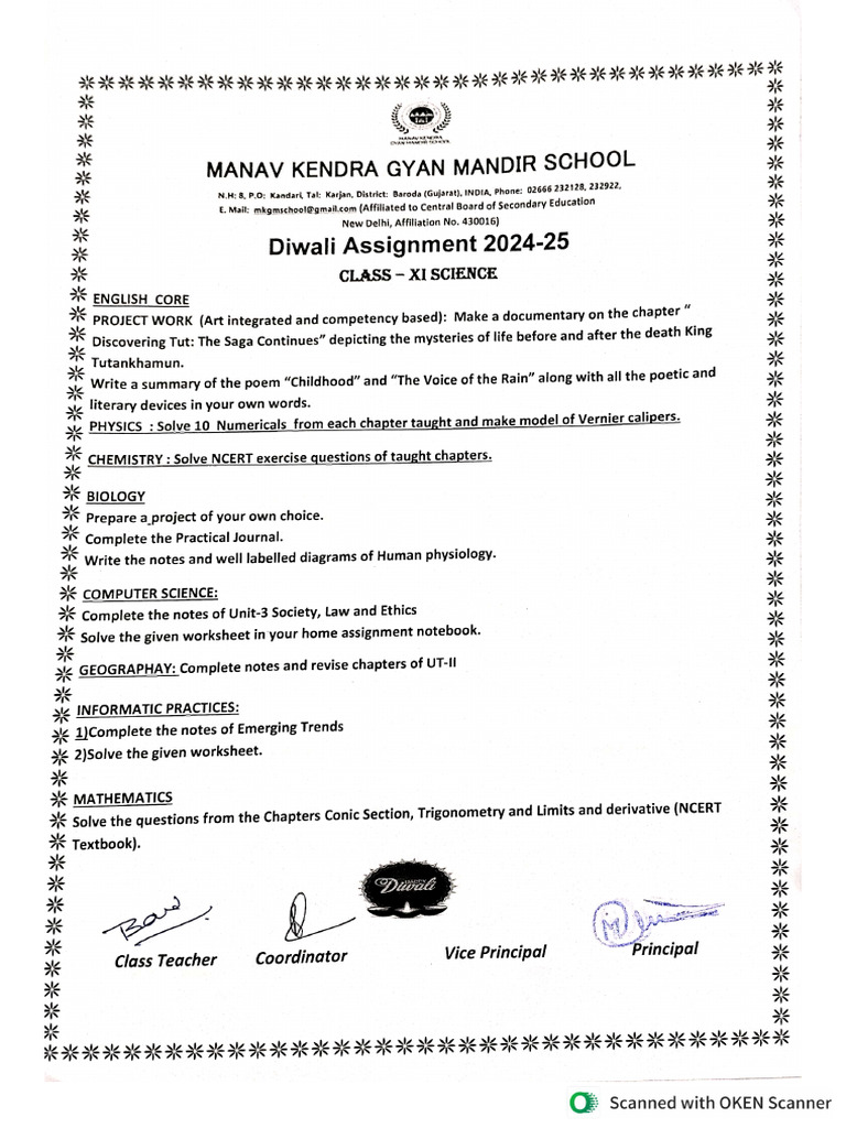 Diwali Assignment, XISci | PDF
