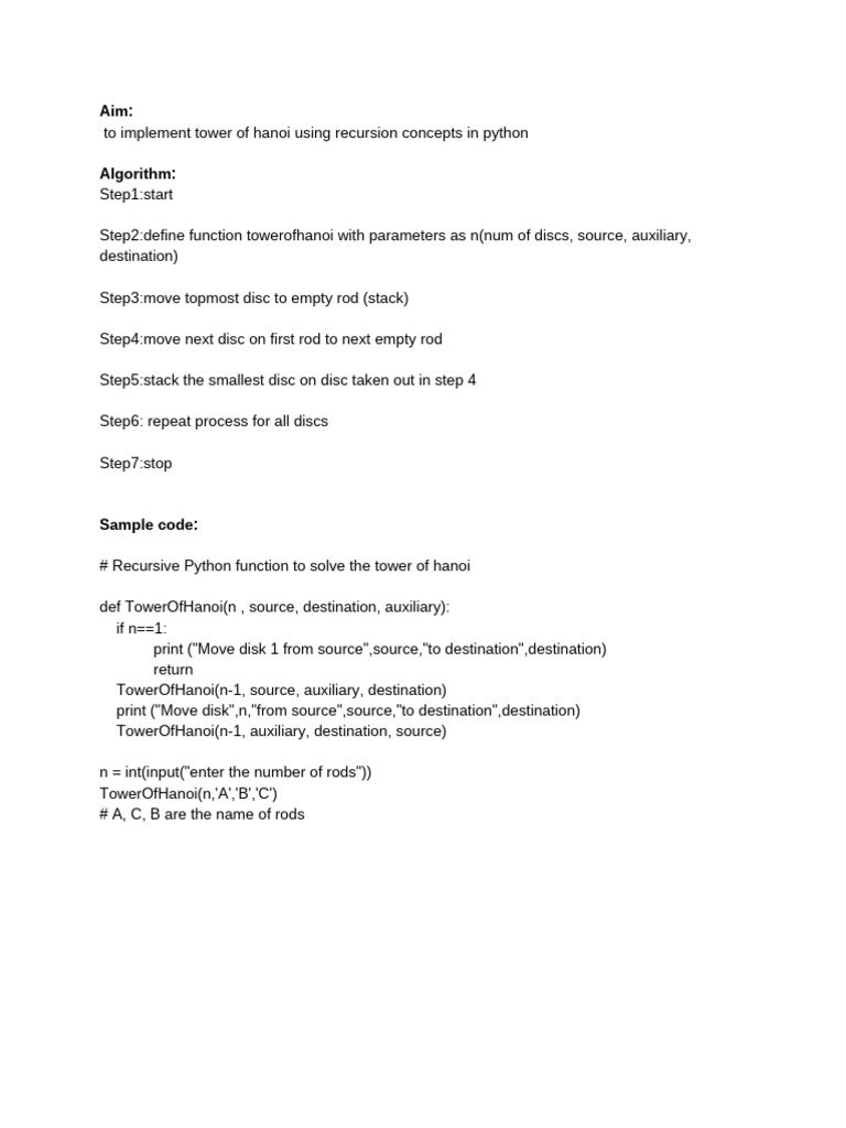Python Recursion: Tower of Hanoi | PDF | Teaching Methods & Materials