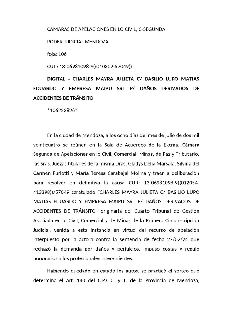 Accidente de Tránsito. Adelantamiento. Culpa o Hecho de La Víctima .2CC ...