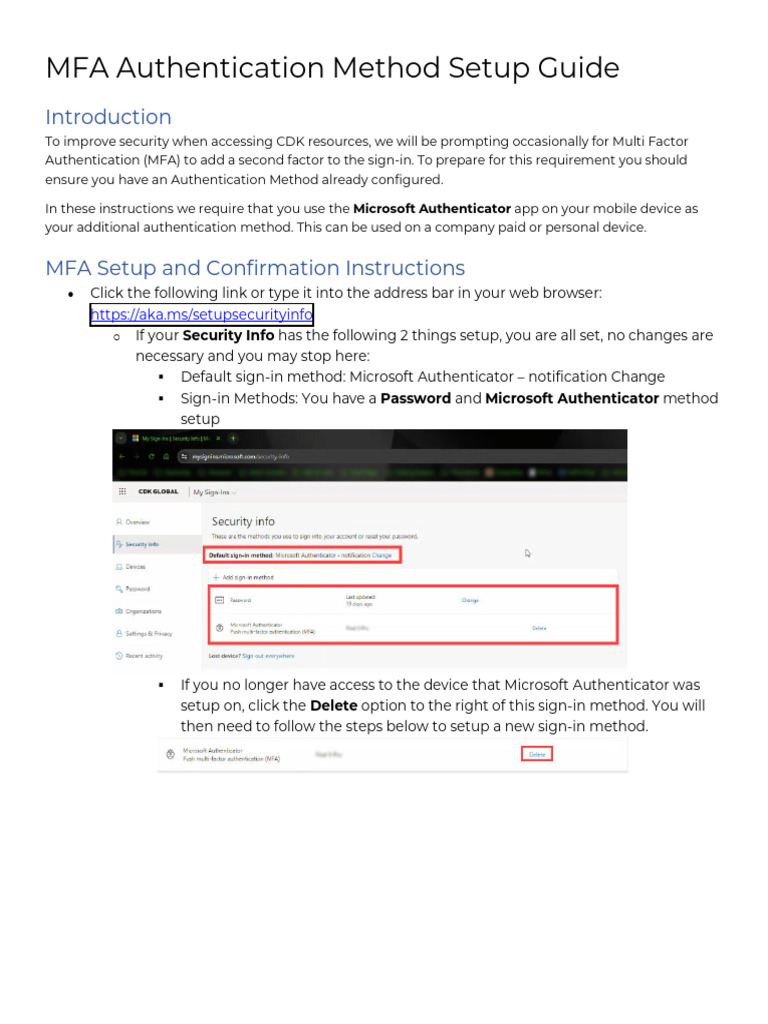 MFA Authentication Method Setup Guide | PDF | Mobile App | Qr Code