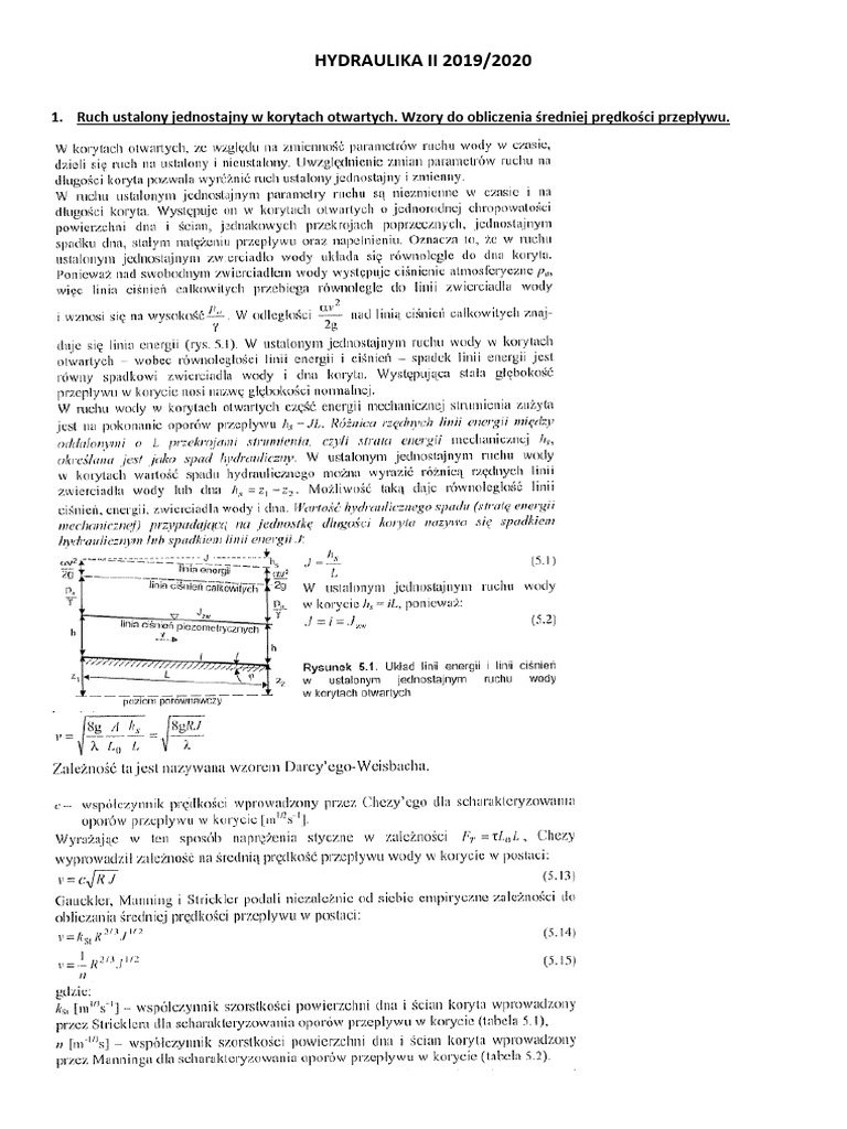 Hydraulika II 2019 | PDF
