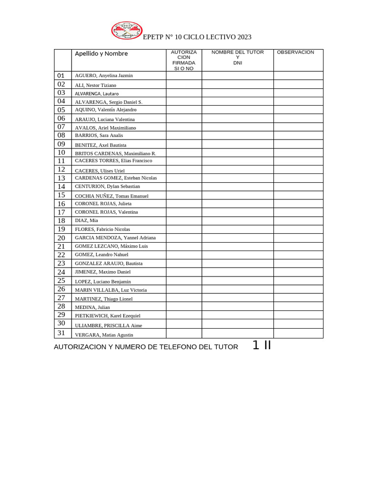 Autorizacion de Estudiantes 1ii | PDF