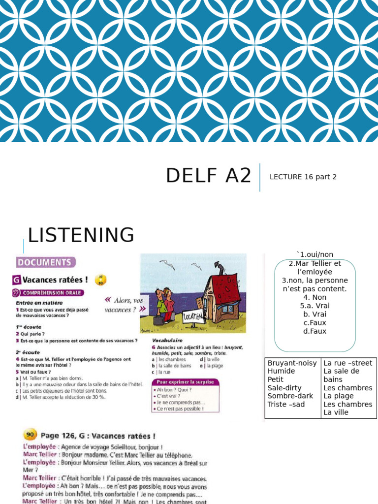 A2 DELF LECTURE 16pt2 | PDF