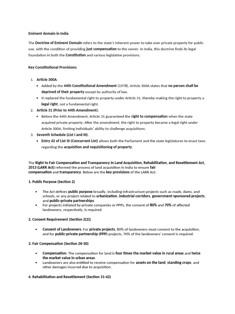Eminent Domain in India - Simple | PDF | Eminent Domain | Justice