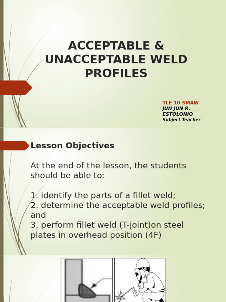 Acceptable vs Unacceptable Weld Profiles | PDF | Welding | Construction