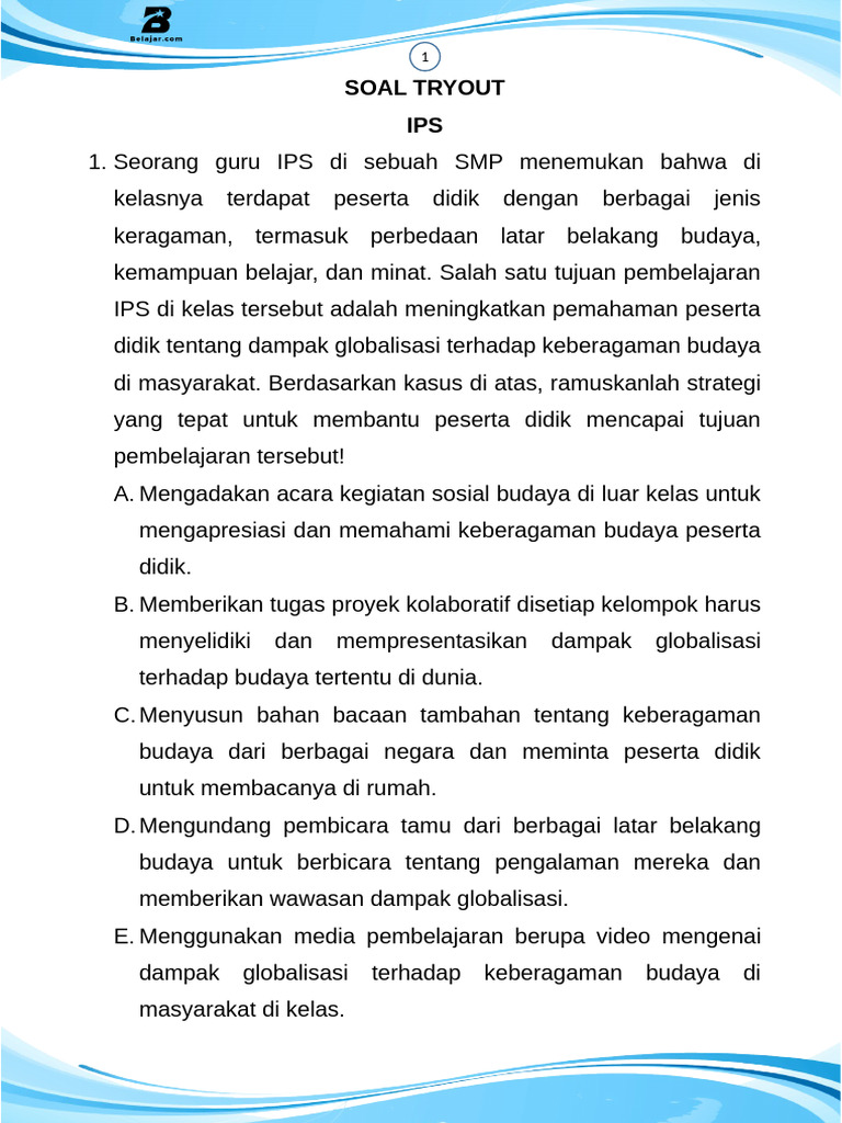 Soal Tryout Ips | PDF