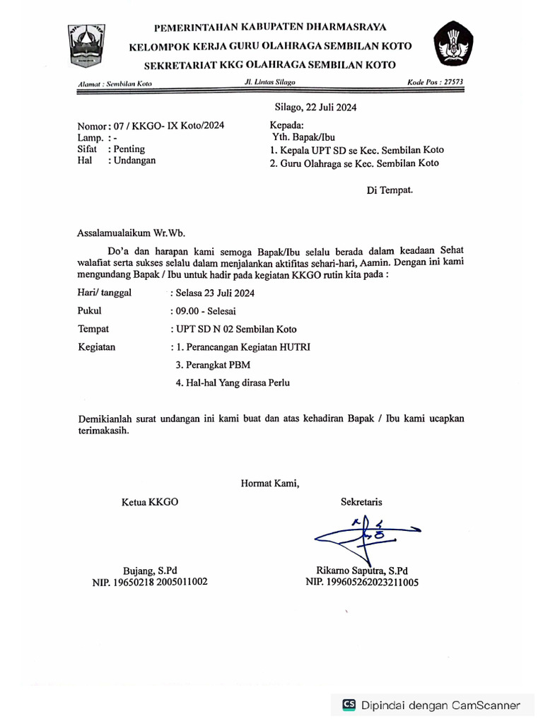 Undangan KKGO Bulan Juli 2024 | PDF