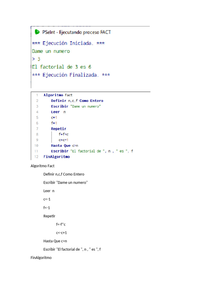 Algoritmos de Factorial y Rombo | PDF