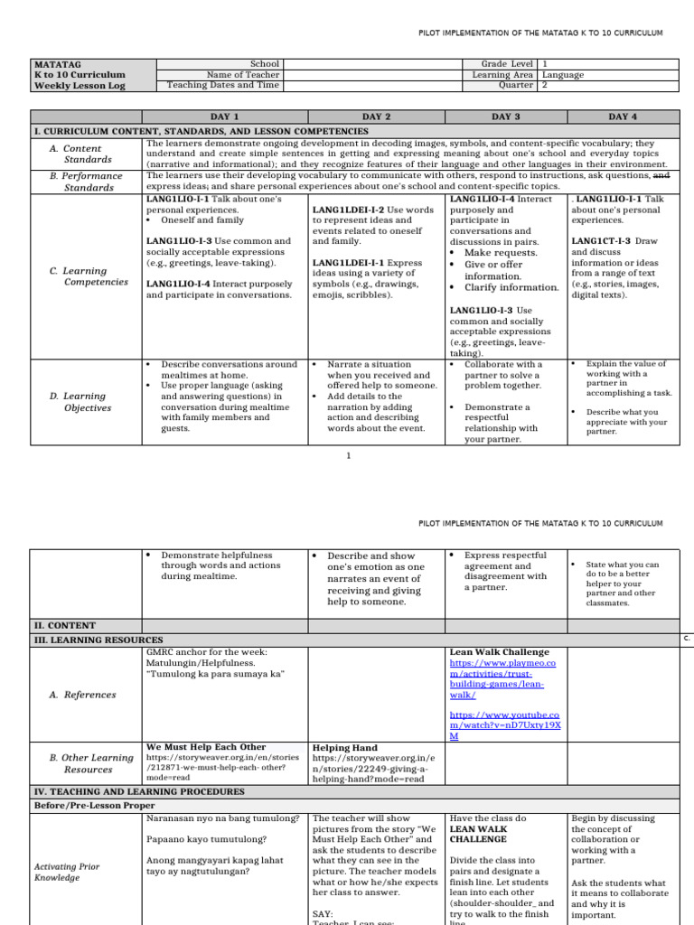 LES Language1 Q2 Week5 v2 | PDF | Vocabulary | Conversation