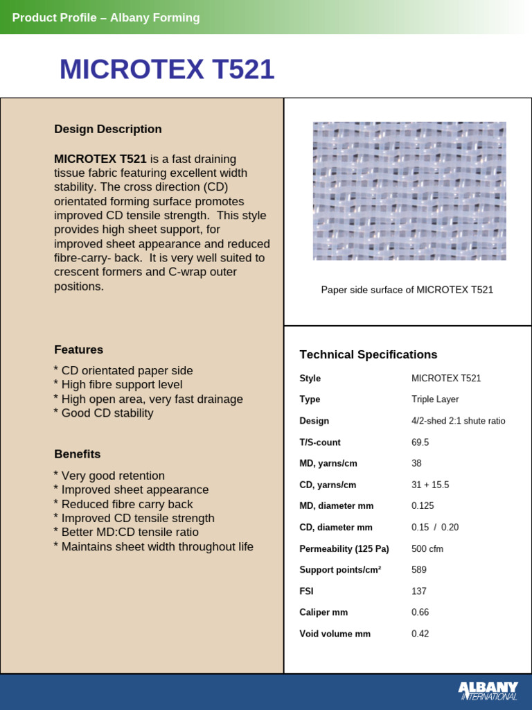 Microtex T521: Enhanced CD Strength | PDF