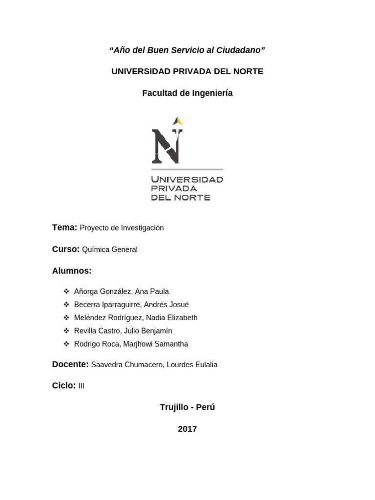 PROYECTO de QUÍMICA T3 | PDF