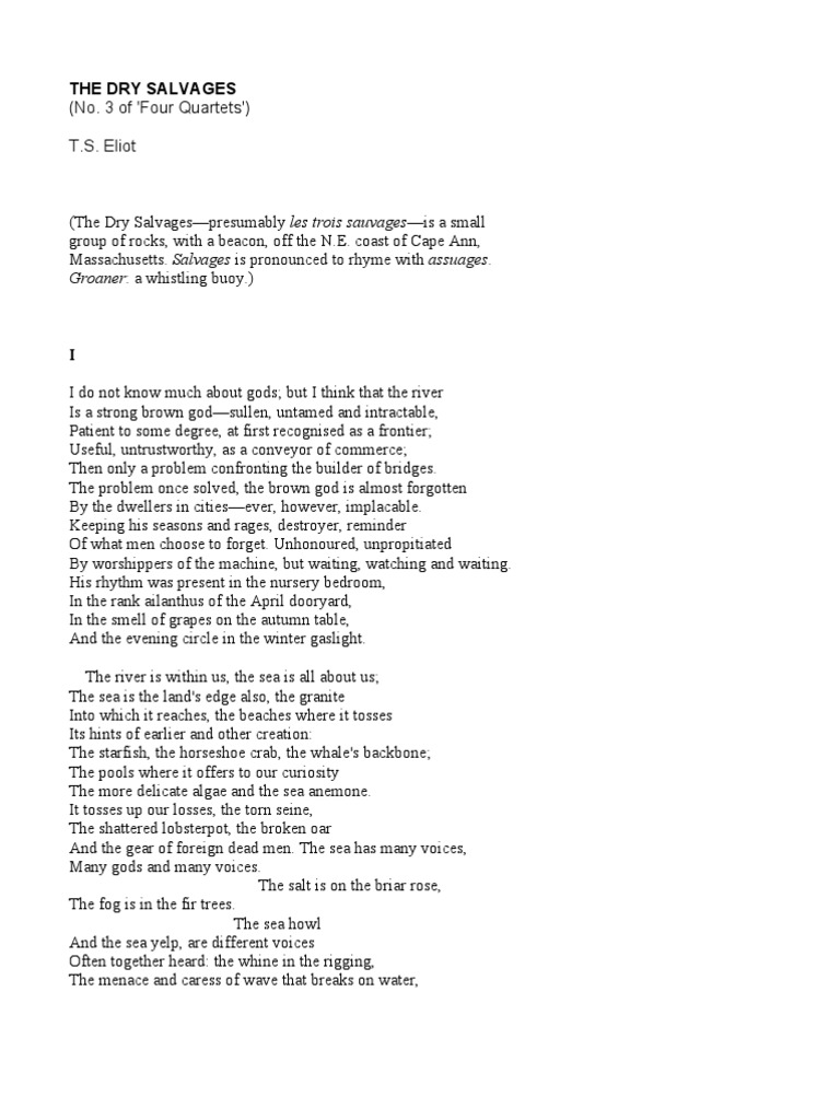 The Dry Salvages by T.S. Eliot | PDF