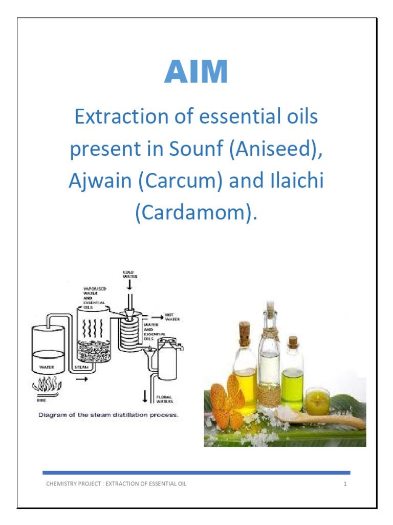 Extraction of Essential Oils Present in Sounf (Aniseed), Ajwain (Carcum ...