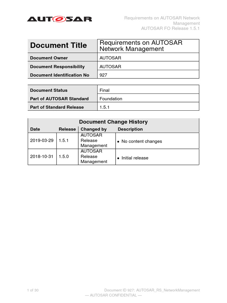 Autosar Rs Networkmanagement Pdf Computer Network Computer Cluster