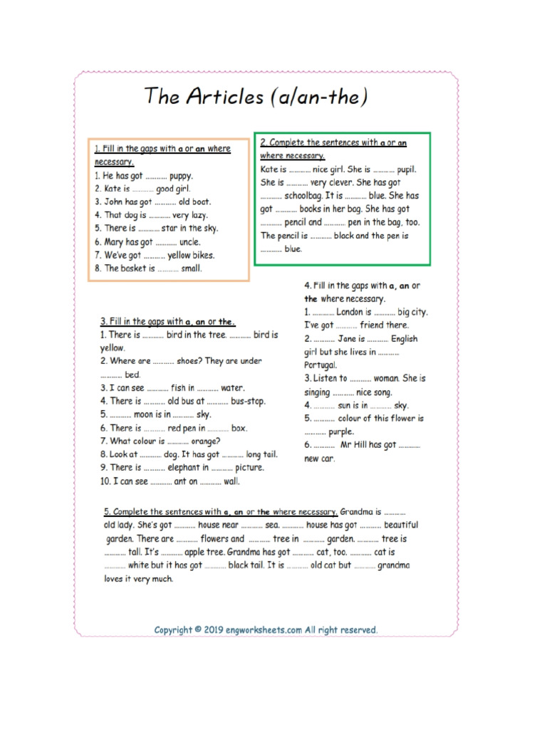 Articles A-An-The Worksheet | PDF