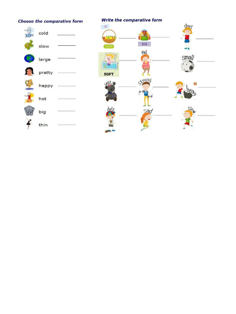 Comparative Adj Worksheet | PDF