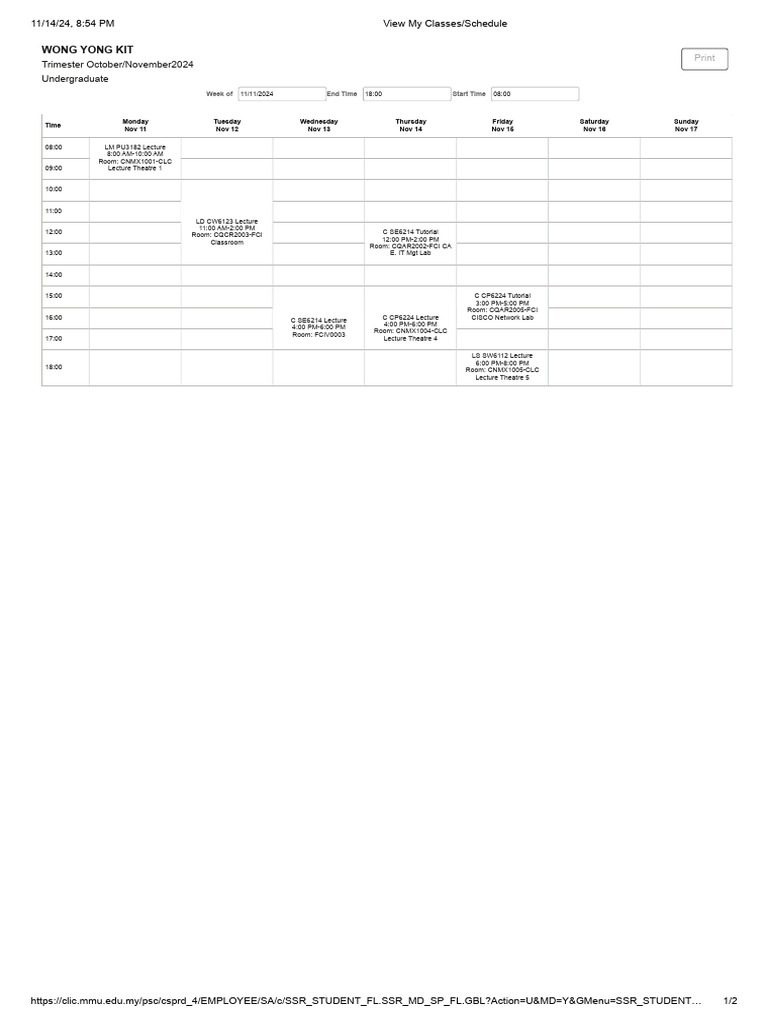 View My Classes - Schedule | PDF