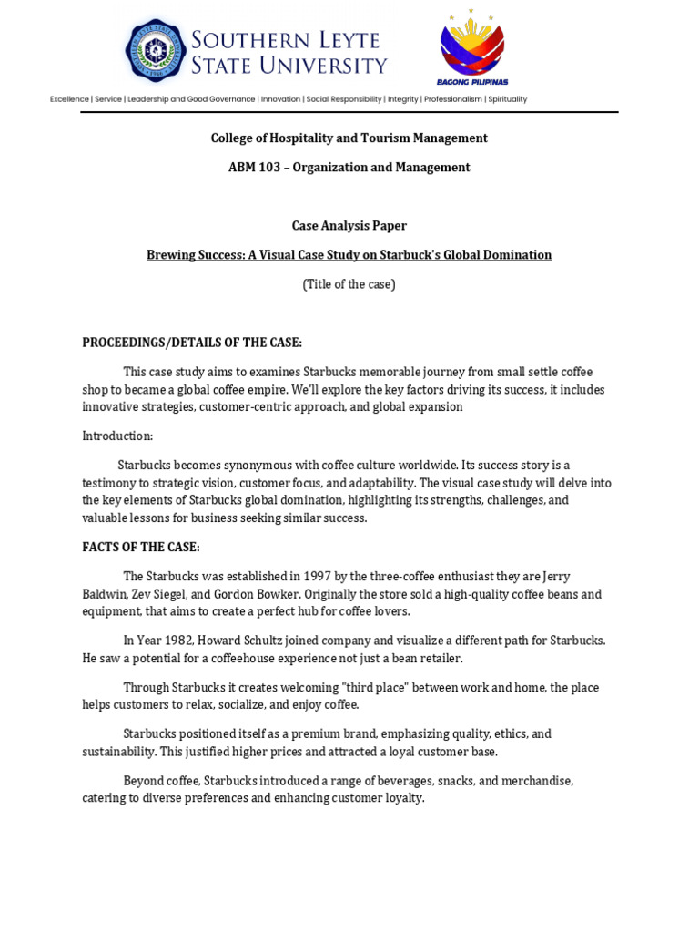 Case Analysis Misa Marielle Jane BSHM 1A TF 4 TO 5 30 | PDF | Starbucks ...
