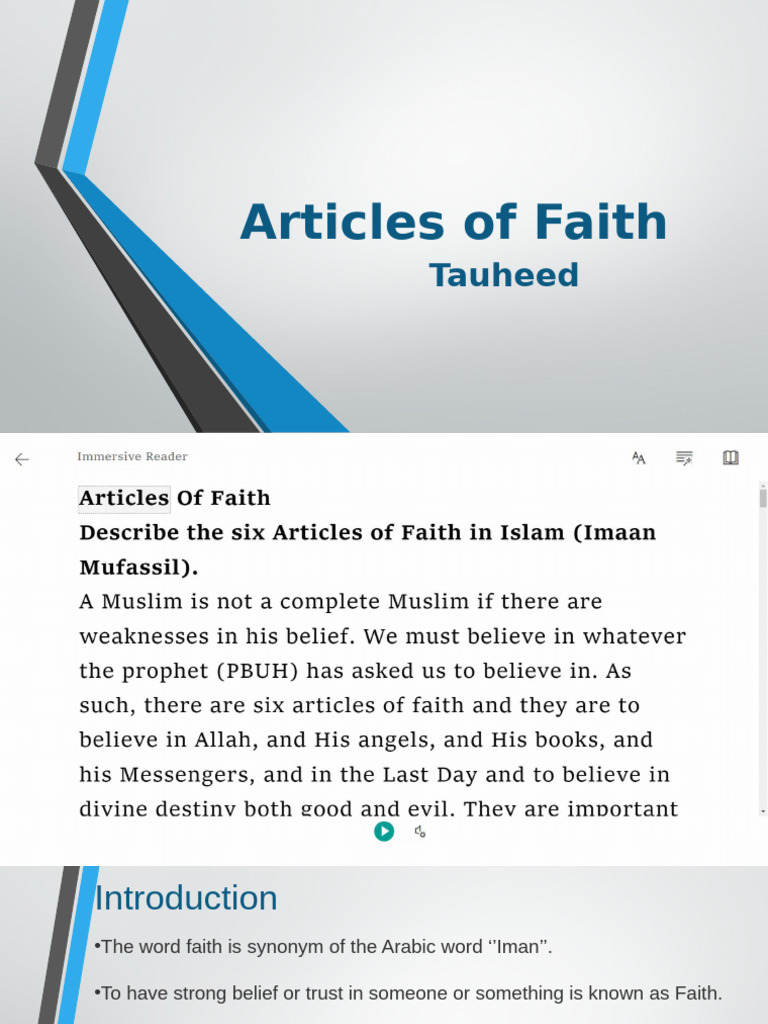 Six Articles of Faith in Islam | PDF | Tawhid | God In Islam