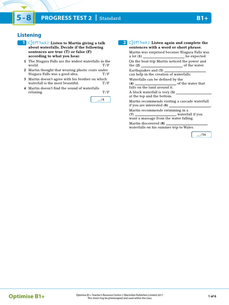 OPT B1plus Progress Test 2 Standard | PDF | Honey | Bees
