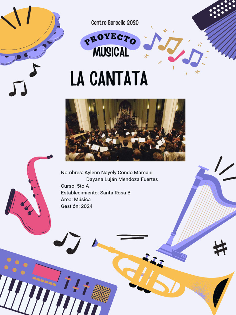 Documento A4 Portada de Proyecto Música Ilustrado Blanco y Azul ...