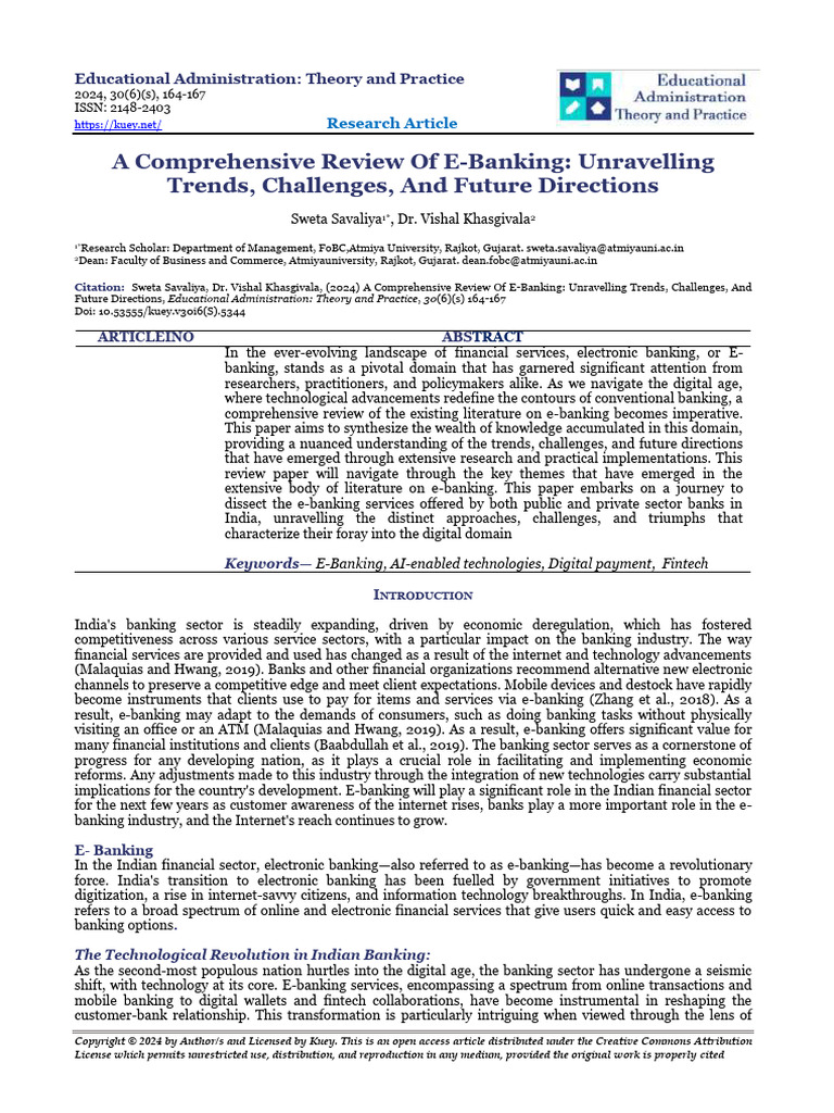 A Comprehensive Review of E-Banking Unravelling TR | PDF | Online ...