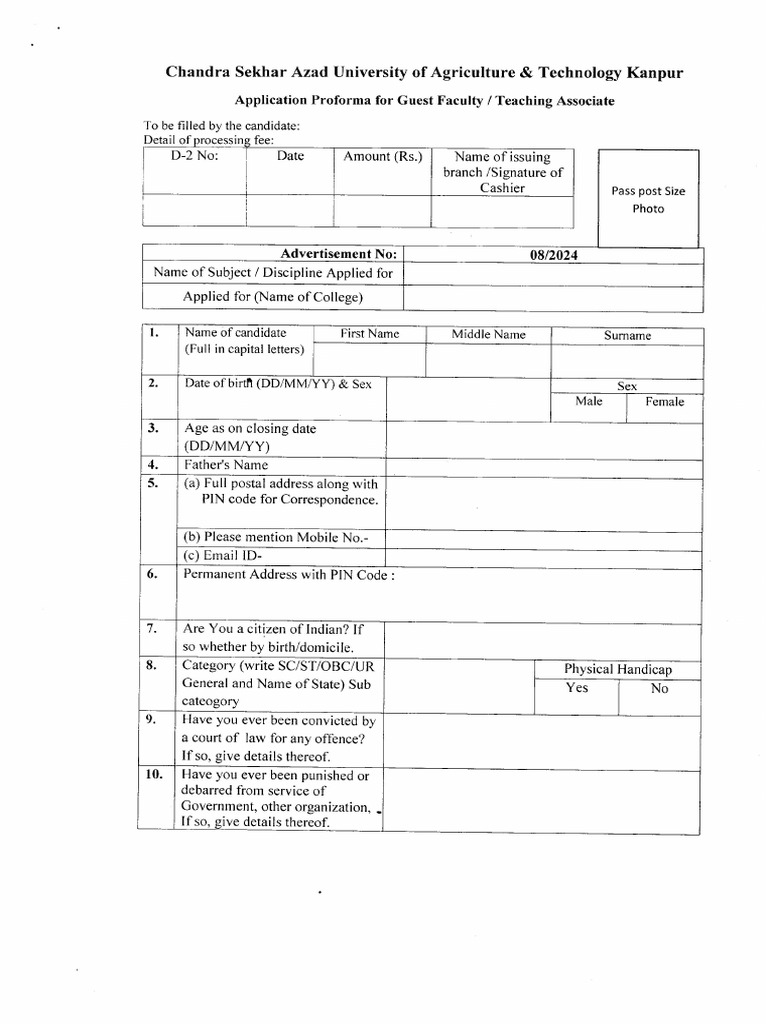 Advt No 08 2024 Proforma | PDF