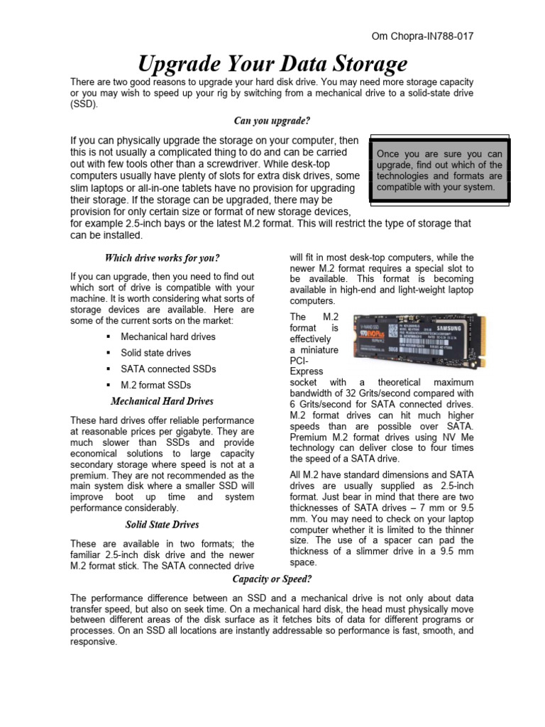 Upgrade Your Data Storage | PDF | Solid State Drive | Hard Disk Drive