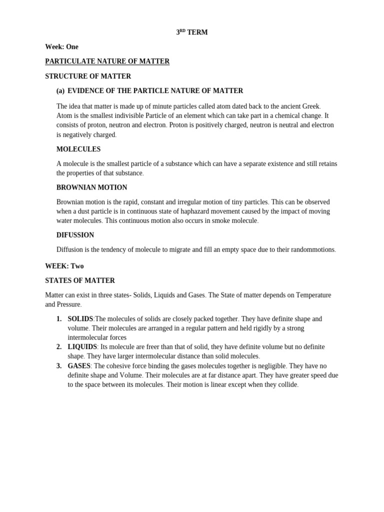 Particulate Nature and Properties of Matter | PDF | Surface Tension ...