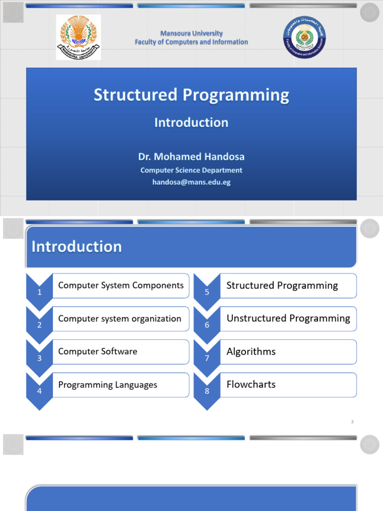 MU Structured Programming Fall 2024 CH01 Introduction | PDF | Computer Programming | Programming