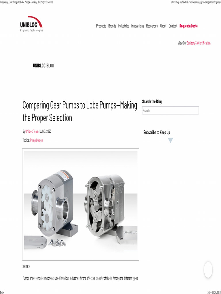 Comparing Gear Pumps To Lobe Pumps-Making The Proper Selection | PDF ...