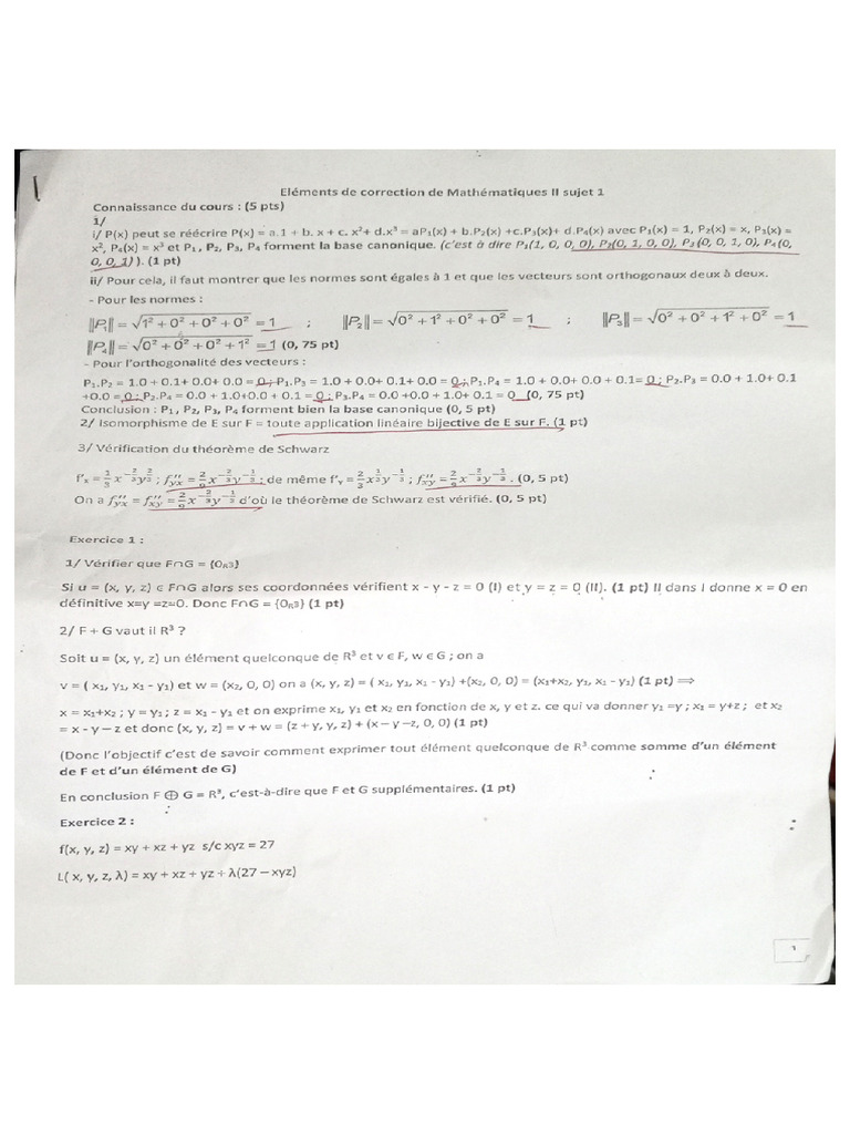 Correction Maths 2 EG2 | PDF
