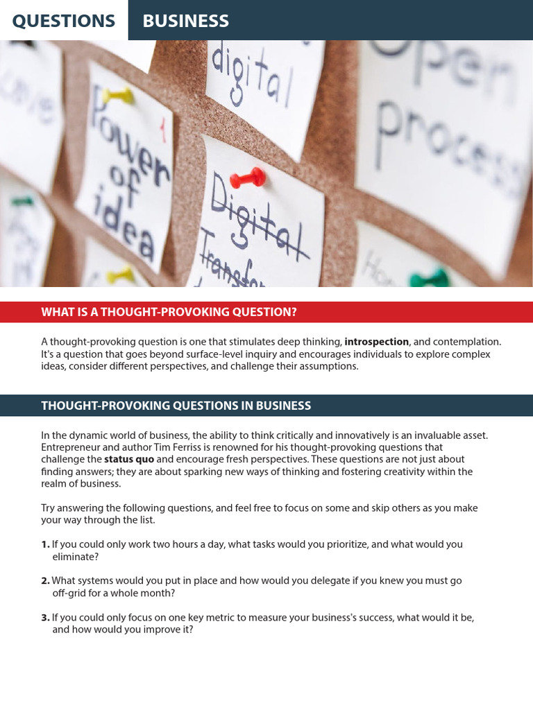 Thought-Provoking Questions - Business | PDF | Creativity | Thought