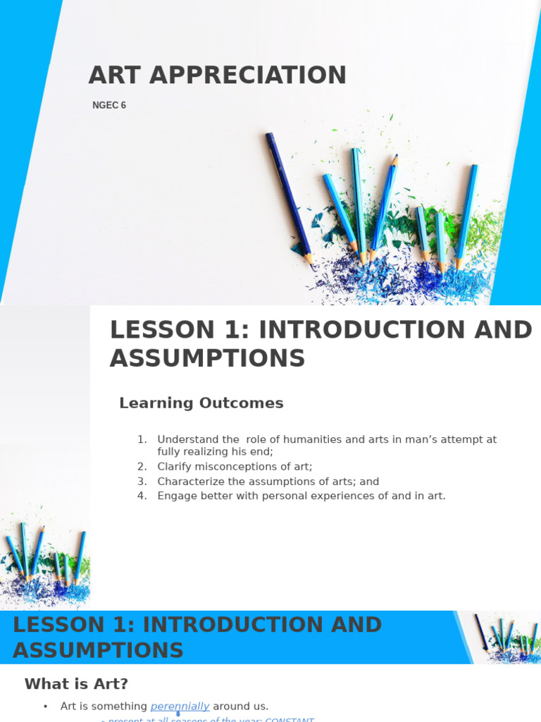 Art Appreciation Lesson Packet 1 | PDF | Experience | Cognitive Science