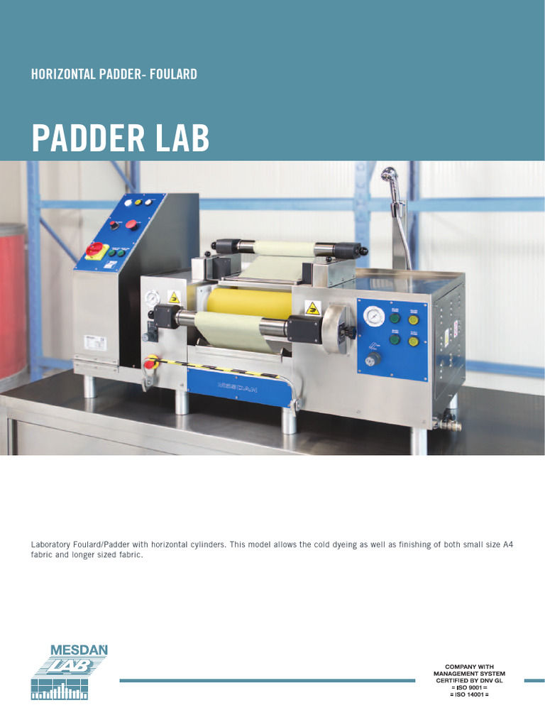 3399 - B - Leaflet - Eng Padder Lab MedQ 150dpi | PDF | Textiles | Dyeing