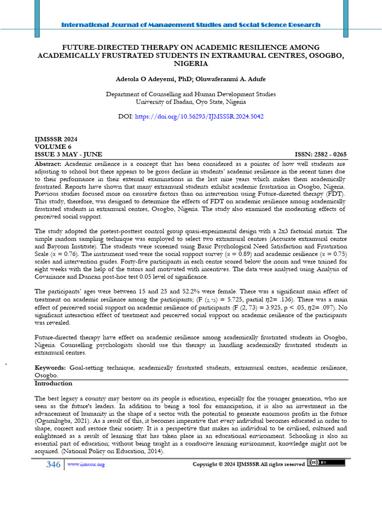 Future Directed Therapy | PDF | Social Support | Psychological Resilience