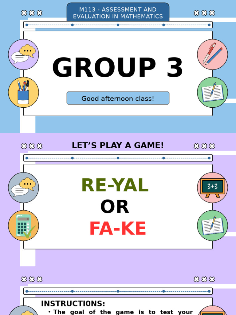 Group 3 Authentic Assessment Methods in Mathematics Education 20240926 ...