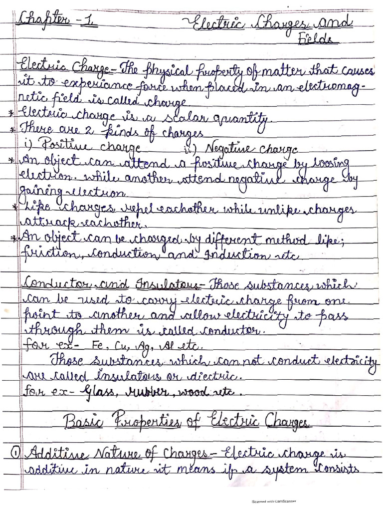 Electric Charge and Fields Notes | PDF