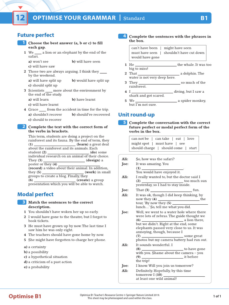OPT B1 U12 Grammar Standard | PDF | Linguistics | Grammar