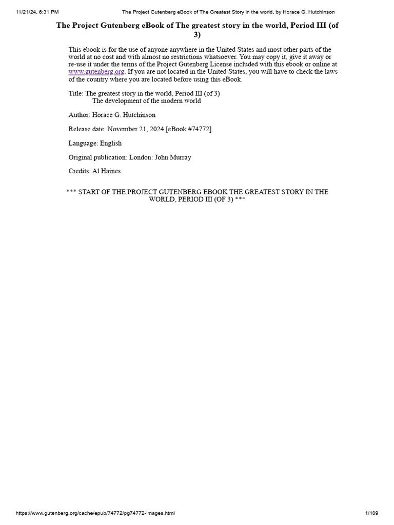 The Project Gutenberg Ebook of The Greatest Story in The World, by ...