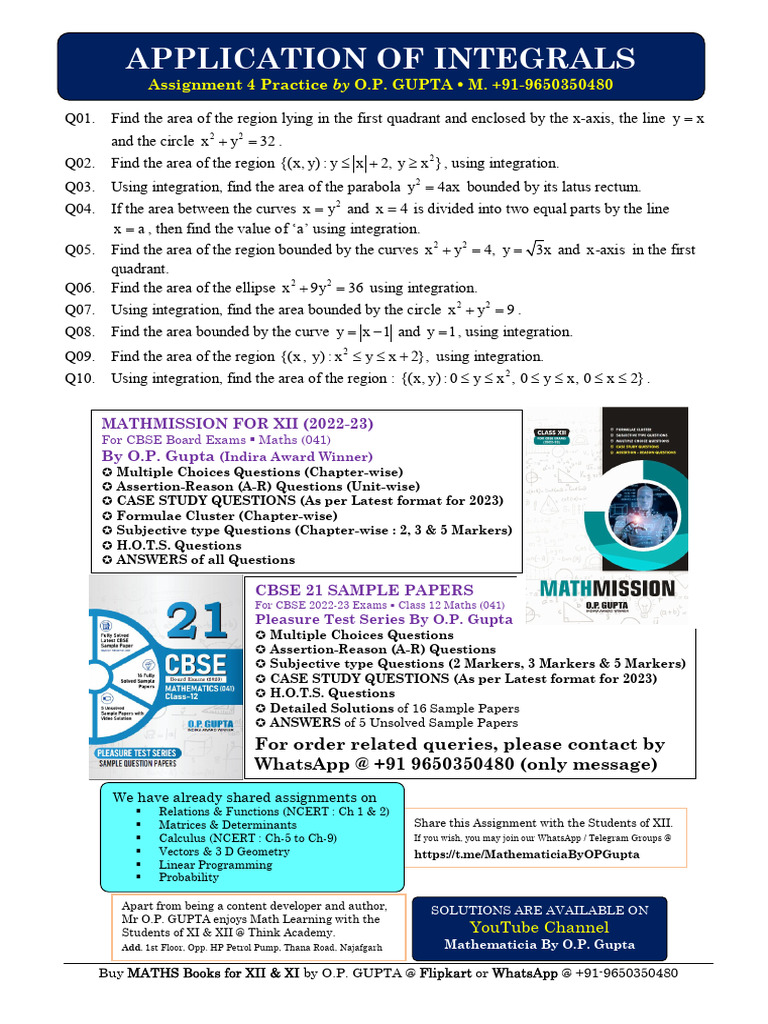 A4P-Application of Integrals | PDF | Area | Geometry