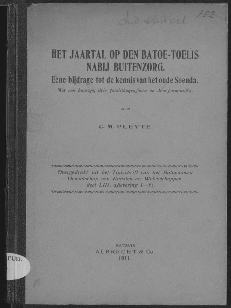 1911 Pleyte Het Jaartal Op Den Batoe-Toelis Nabij Buitenzorg | PDF
