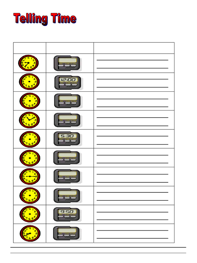 Time-Telling Practice Worksheet | PDF