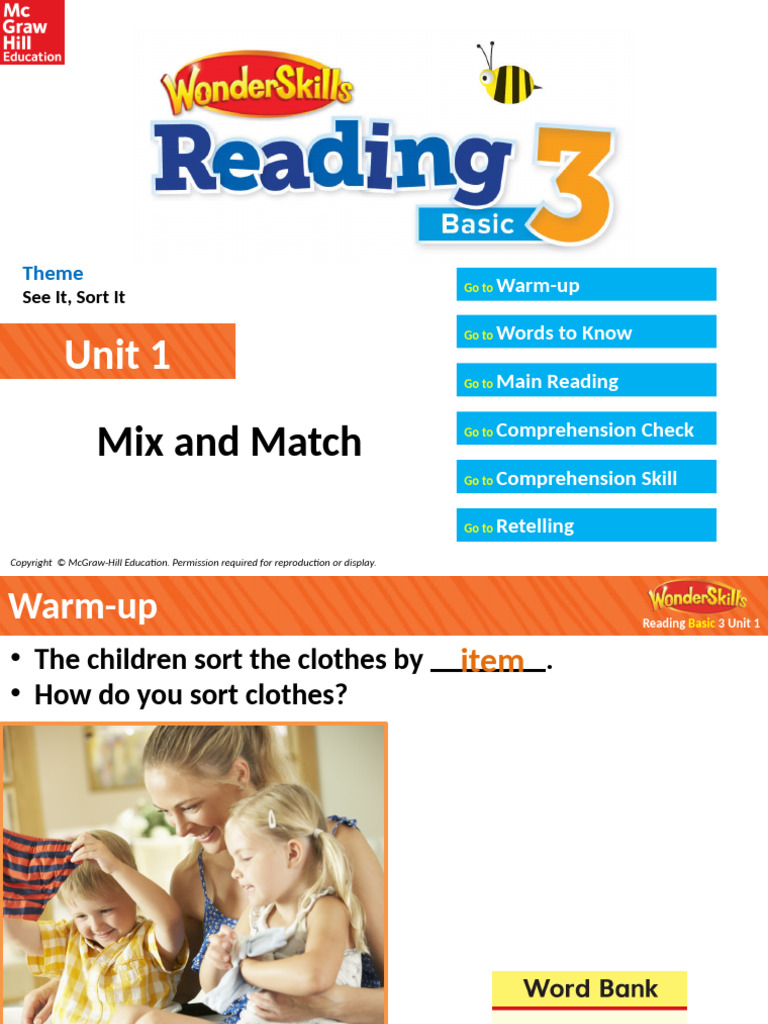 Wonderskills Basic 3 Unit 1 | PDF